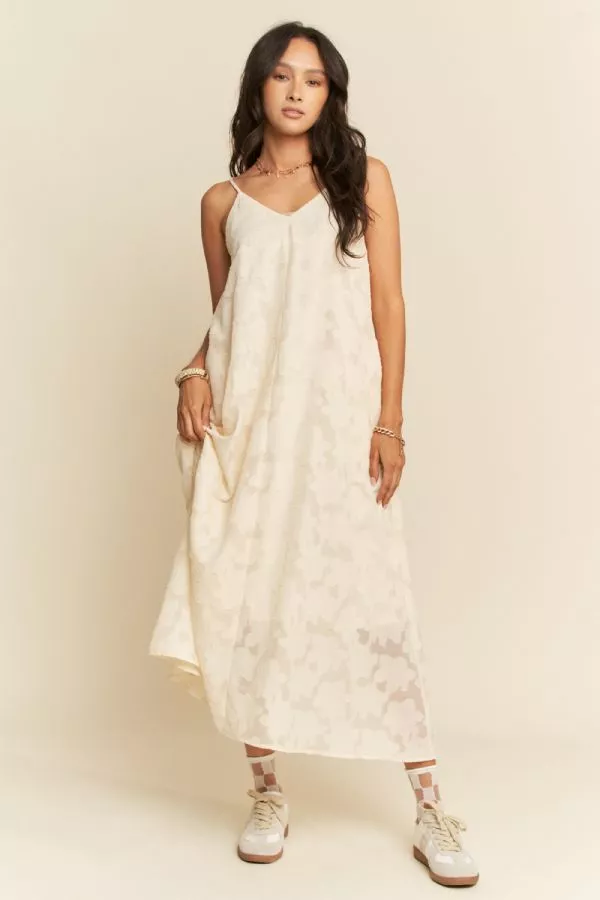 Floral Embroidered Sleeveless Maxi Slip Dress - Davi & Dani