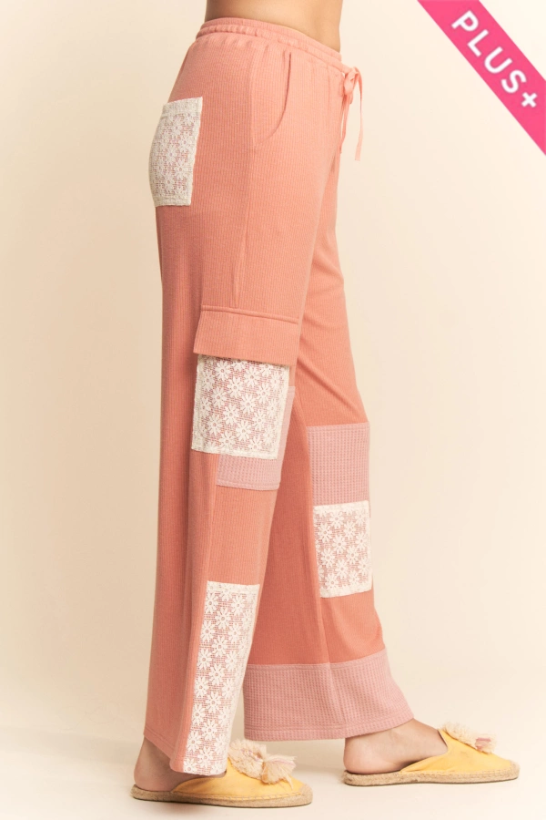 Plus Side Flap Pockets Knit Wide Opening Pants - Davi & Dani